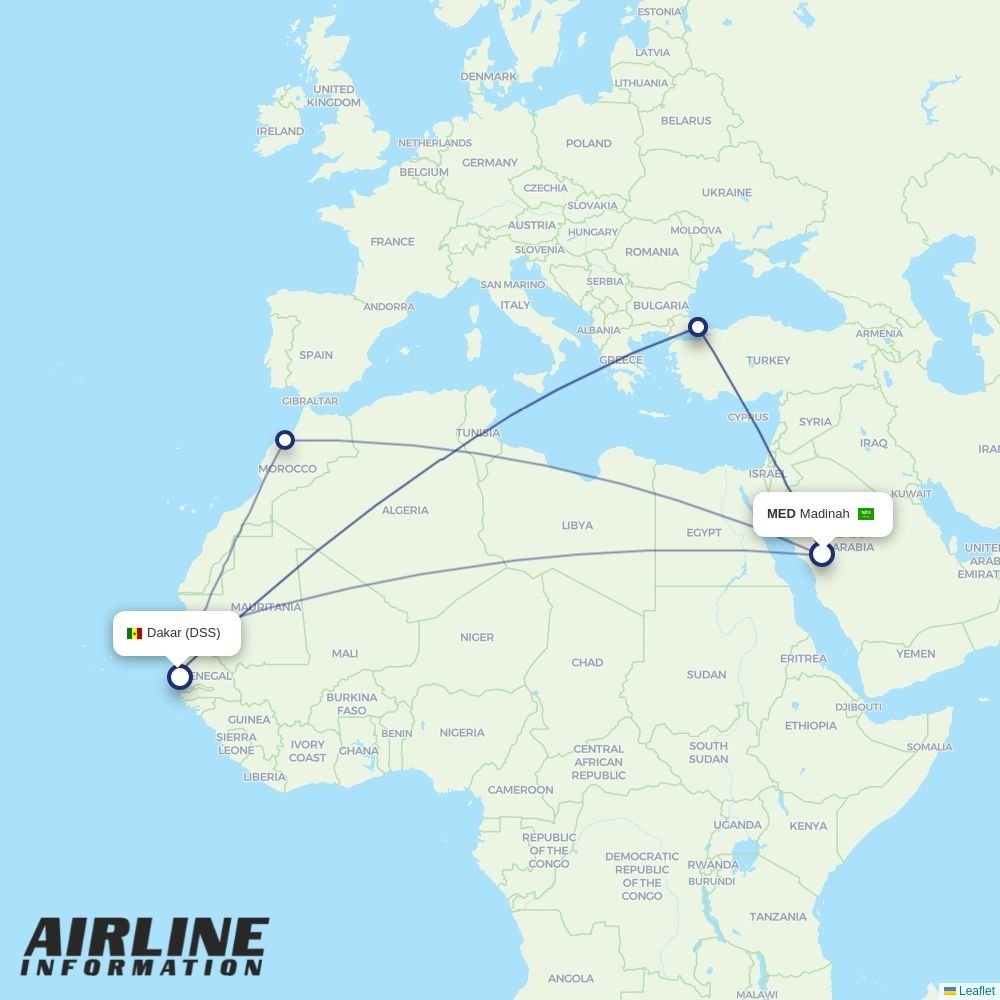 Airlines with flights from Madinah to Dakar (MED to DSS) | Airline ...