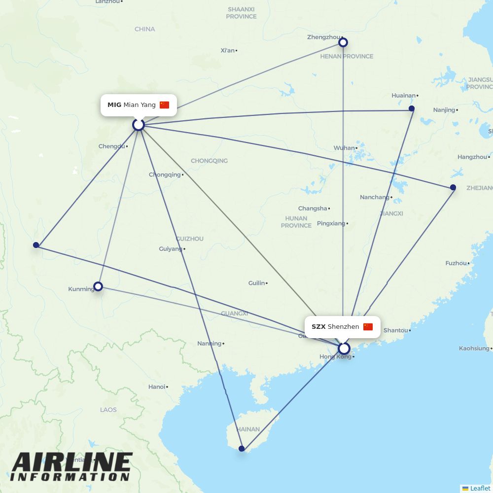 Airlines with flights from Mian Yang to Shenzhen (MIG to SZX) | Airline ...