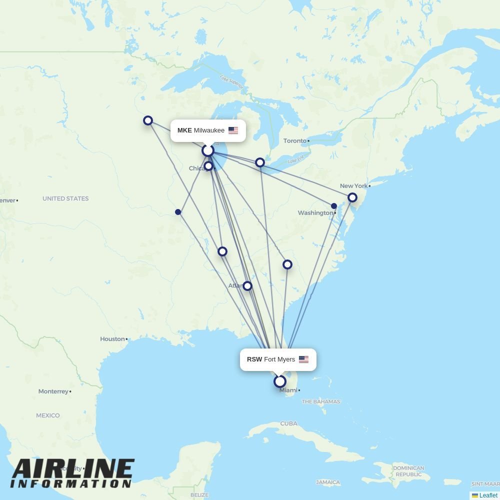 Airlines with flights from Milwaukee to Fort Myers (MKE to RSW ...