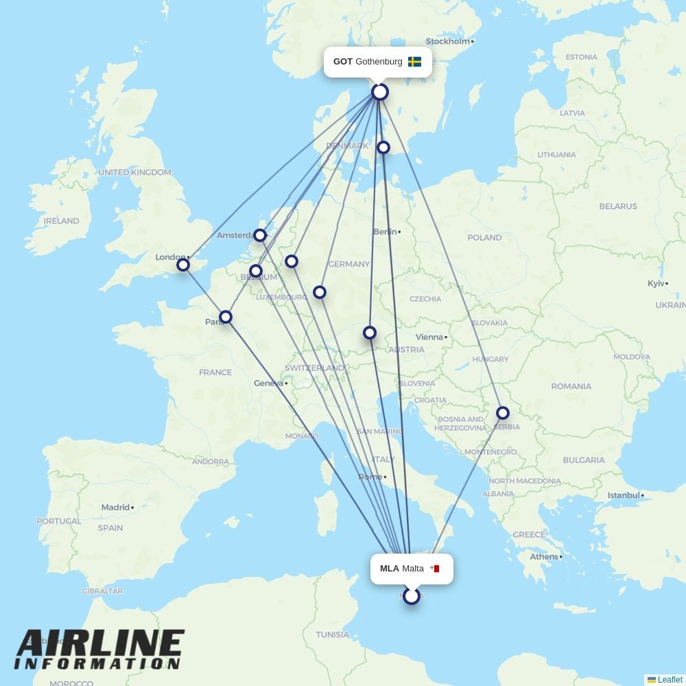 Airlines with flights from Malta to Gothenburg (MLA to GOT) | Airline ...