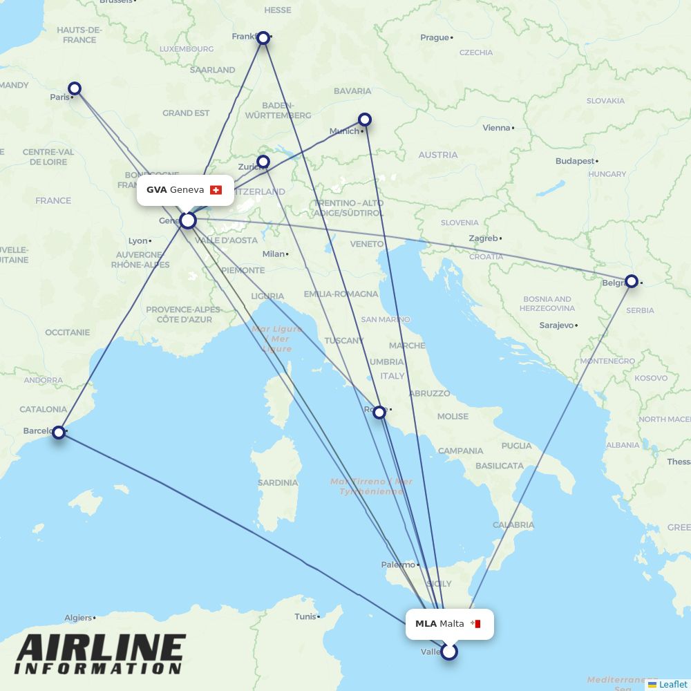 Airlines with flights from Malta to Geneva (MLA to GVA) | Airline Information