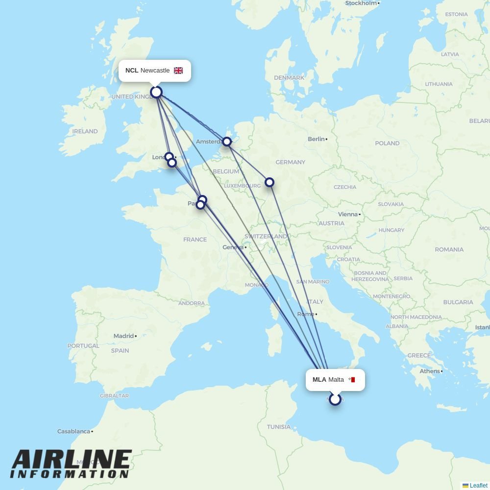 Airlines with flights from Malta to Newcastle (MLA to NCL) | Airline ...