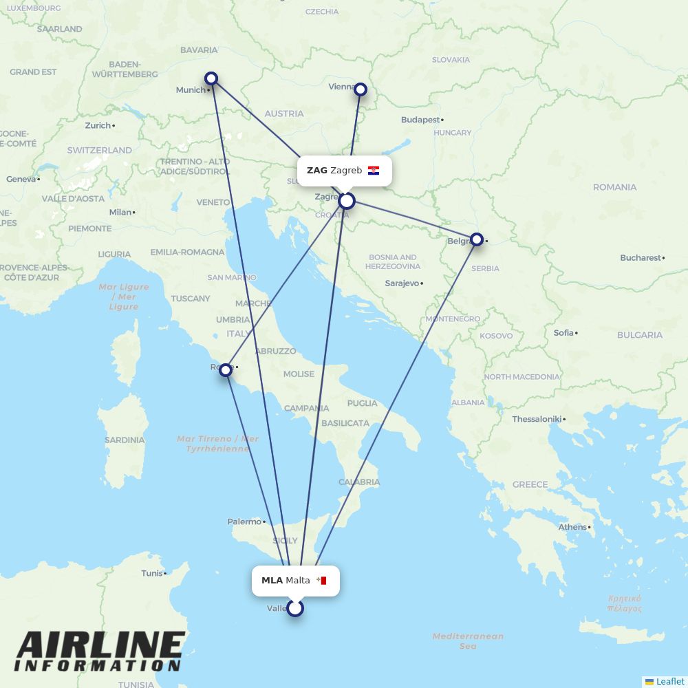 Airlines with flights from Malta to Zagreb (MLA to ZAG) | Airline ...