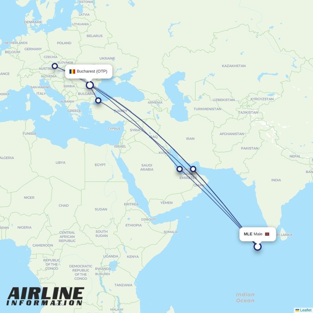 Airlines with flights from Male to Bucharest (MLE to OTP) | Airline ...