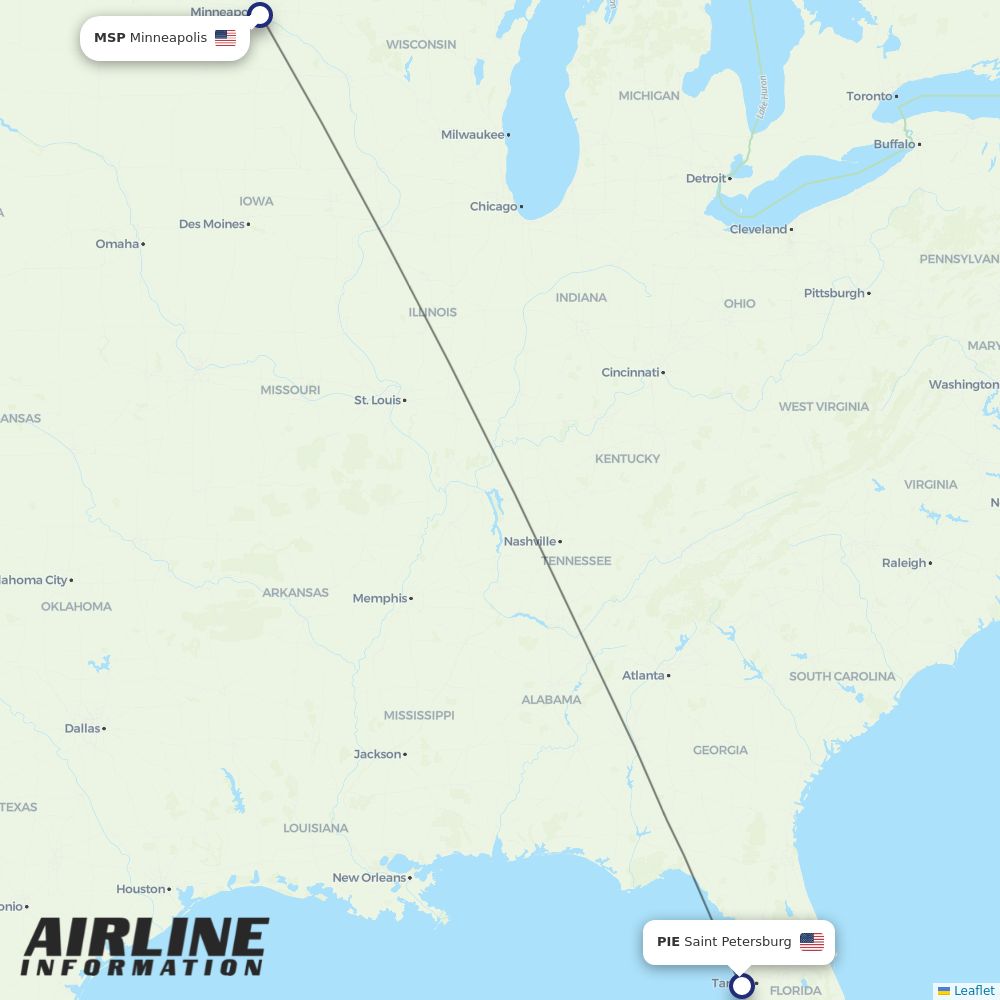 Airlines with flights from Minneapolis to Saint Petersburg (MSP to PIE) | Airline Information