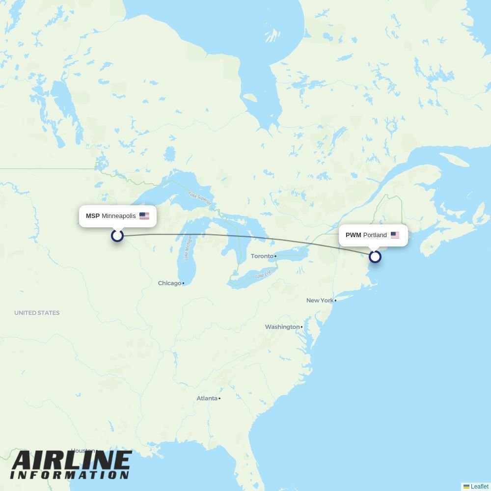 Airlines with flights from Minneapolis to Portland (MSP to PWM ...