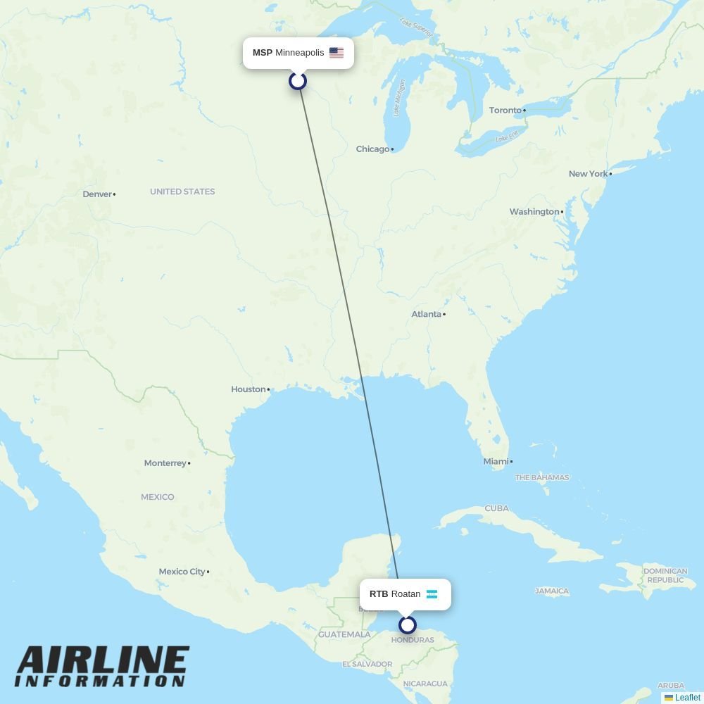 Airlines with flights from Minneapolis to Roatan (MSP to RTB) | Airline ...