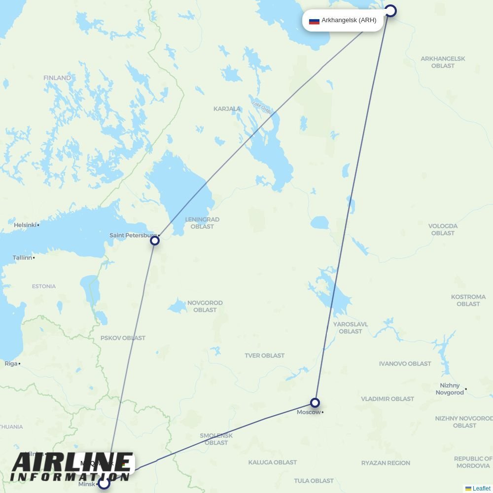 Airlines with flights from Minsk to Arkhangelsk (MSQ to ARH) | Airline ...