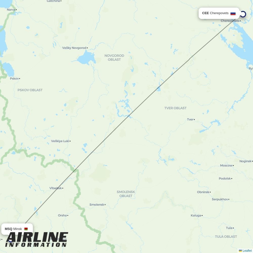 Airlines with flights from Minsk to Cherepovets (MSQ to CEE) | Airline ...