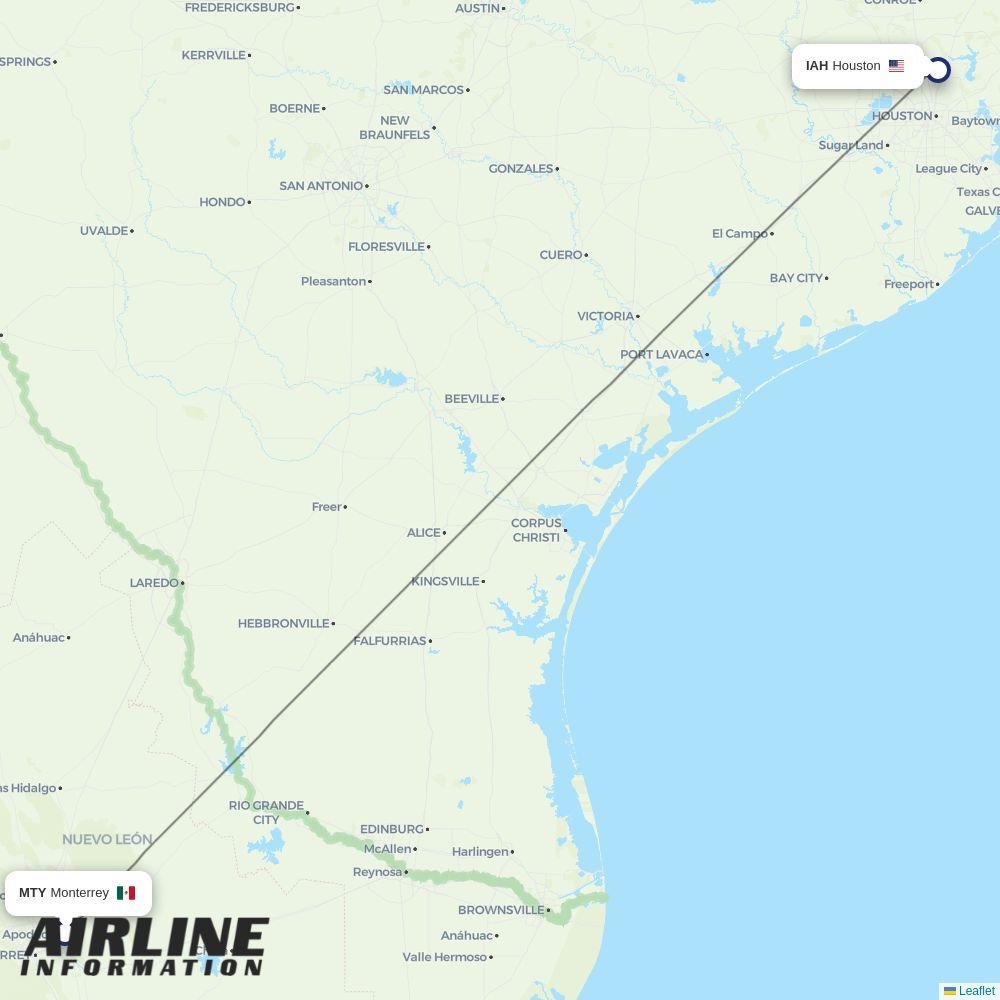 Airlines with flights from Monterrey to Houston (MTY to IAH) | Airline ...