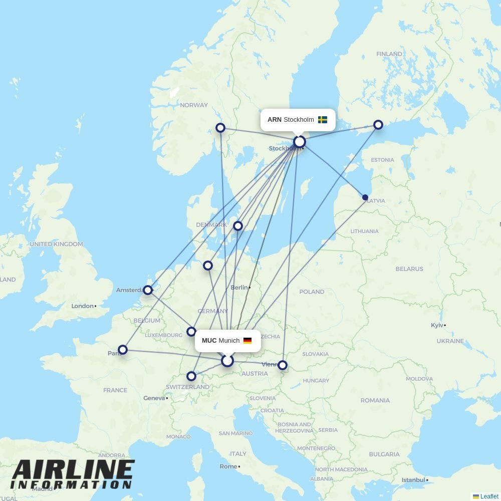 Airlines with flights from Munich to Stockholm (MUC to ARN) | Airline ...