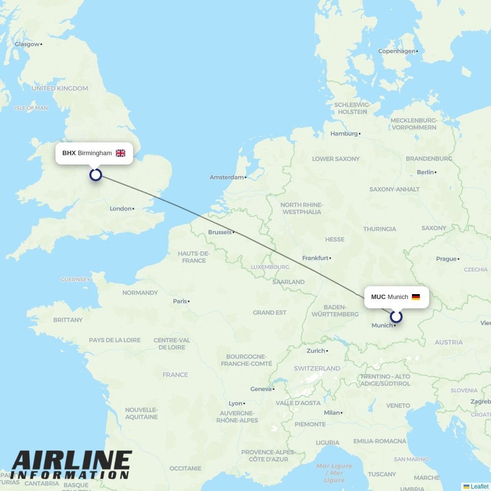 Airlines with flights from Munich to Birmingham (MUC to BHX) | Airline ...