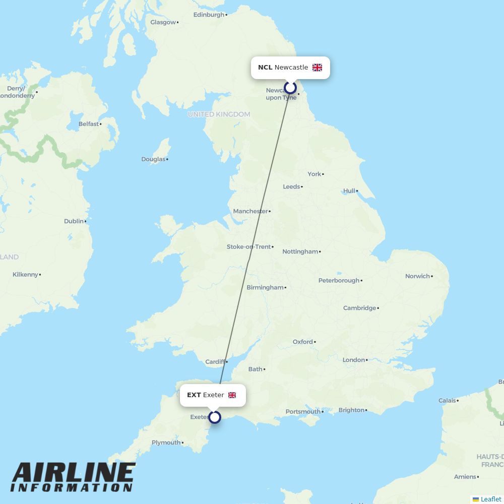 Airlines with flights from Newcastle to Exeter (NCL to EXT) | Airline ...