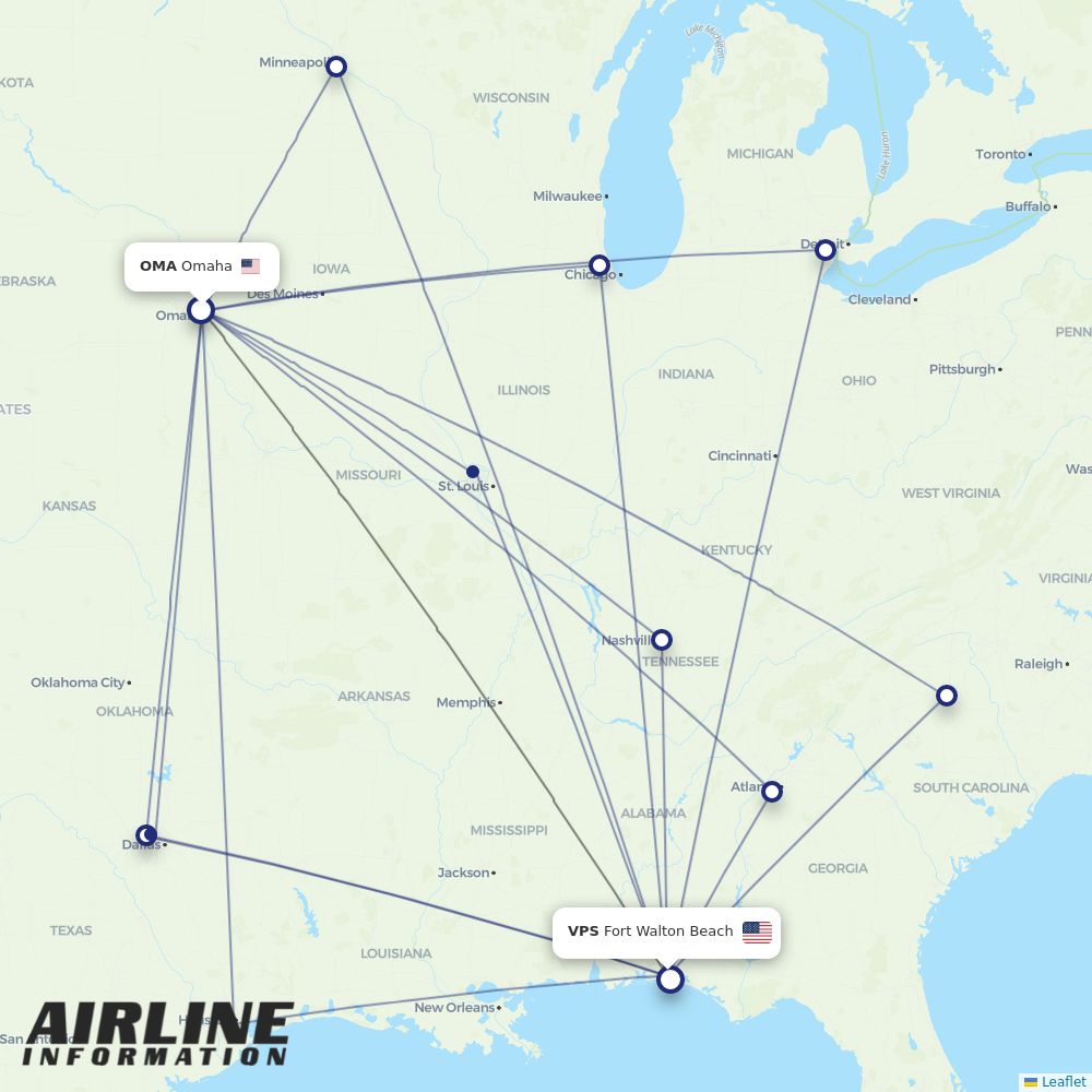 Airlines with flights from Omaha to Fort Walton Beach (OMA to VPS ...