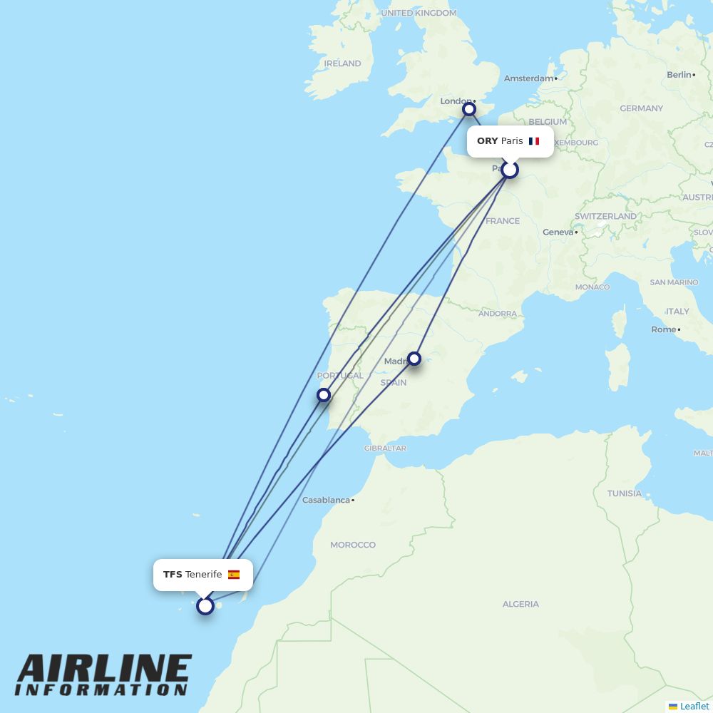 Airlines with flights from Paris to Tenerife (ORY to TFS) | Airline ...