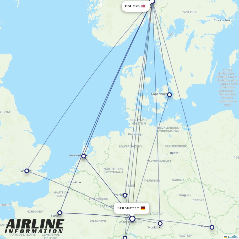 Airlines with flights from Oslo to Stuttgart (OSL to STR) | Airline ...