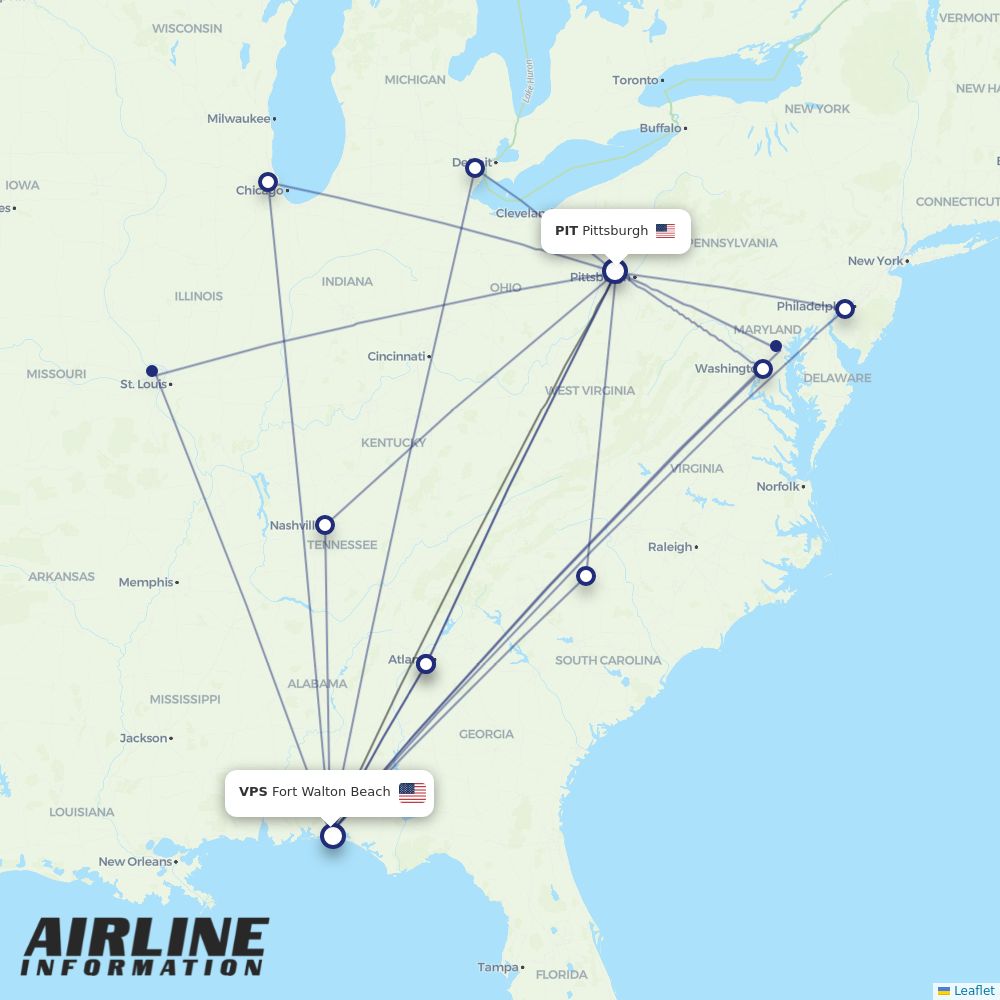 Airlines with flights from Pittsburgh to Fort Walton Beach (PIT to VPS ...
