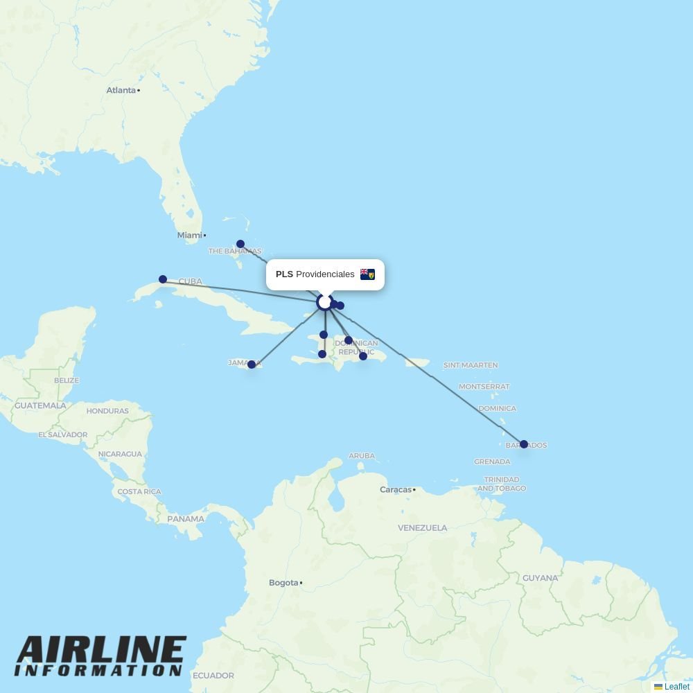 interCaribbean Airways flights from Providenciales (PLS) | Airline ...