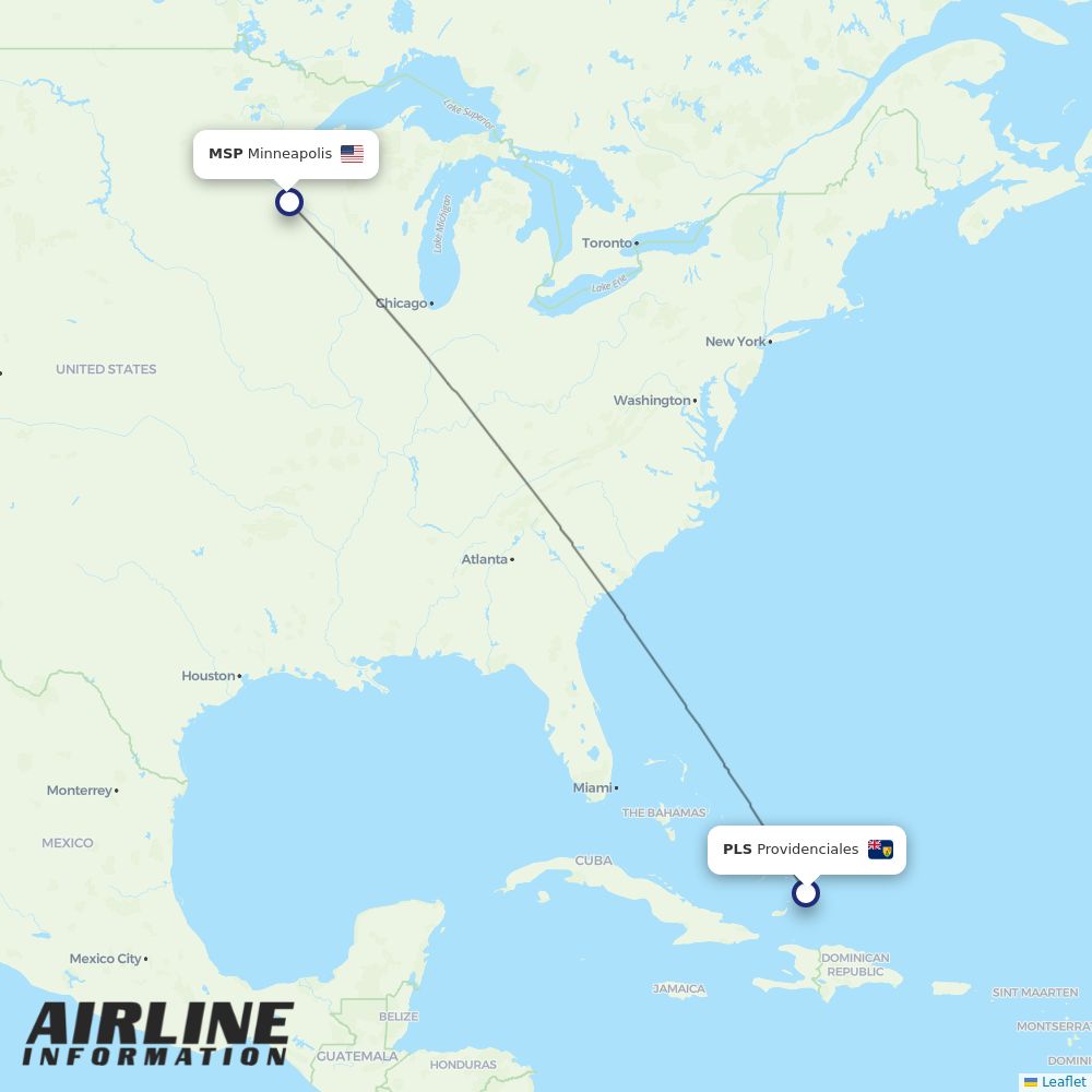 Airlines with flights from Providenciales to Minneapolis (PLS to MSP) | Airline Information