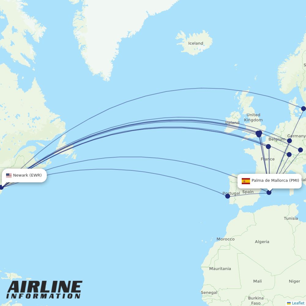 Airlines with flights from Palma de Mallorca to New York (PMI to EWR ...