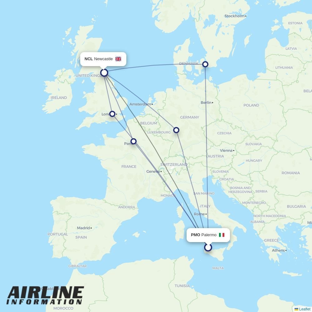 Airlines with flights from Palermo to Newcastle (PMO to NCL) | Airline ...