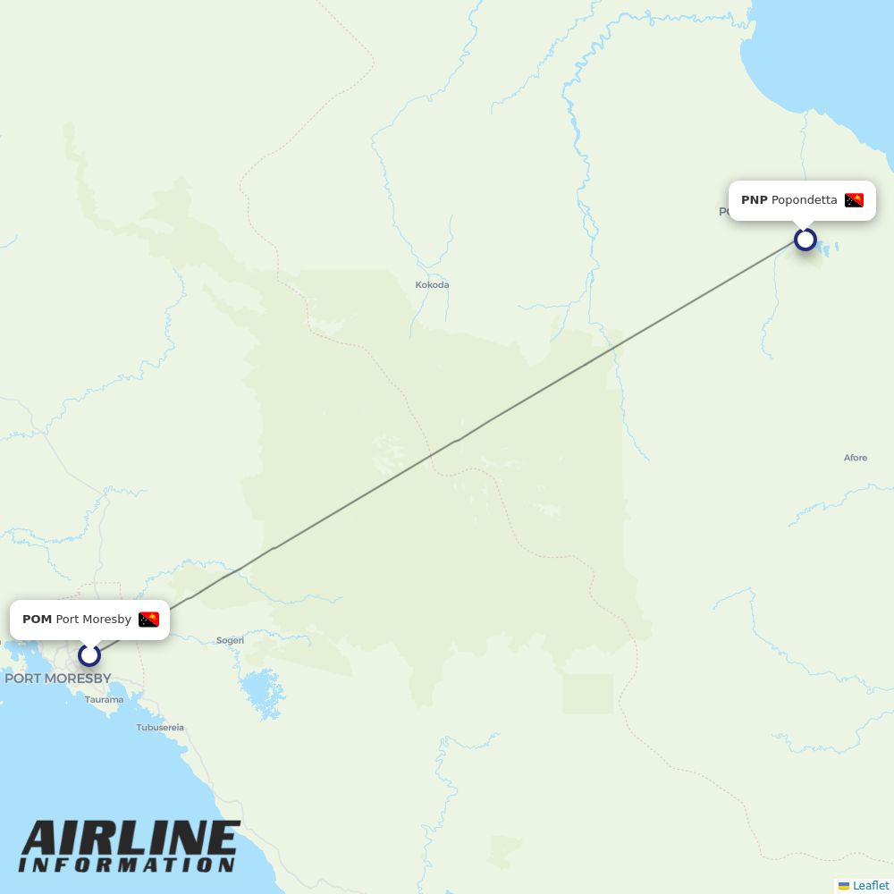 Airlines with flights from Port Moresby to Popondetta (POM to PNP ...