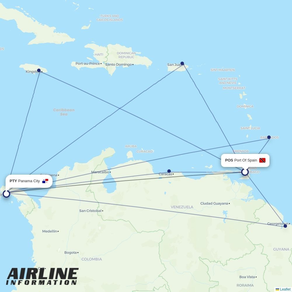 Airlines with flights from Port Of Spain to Panama City (POS to PTY ...