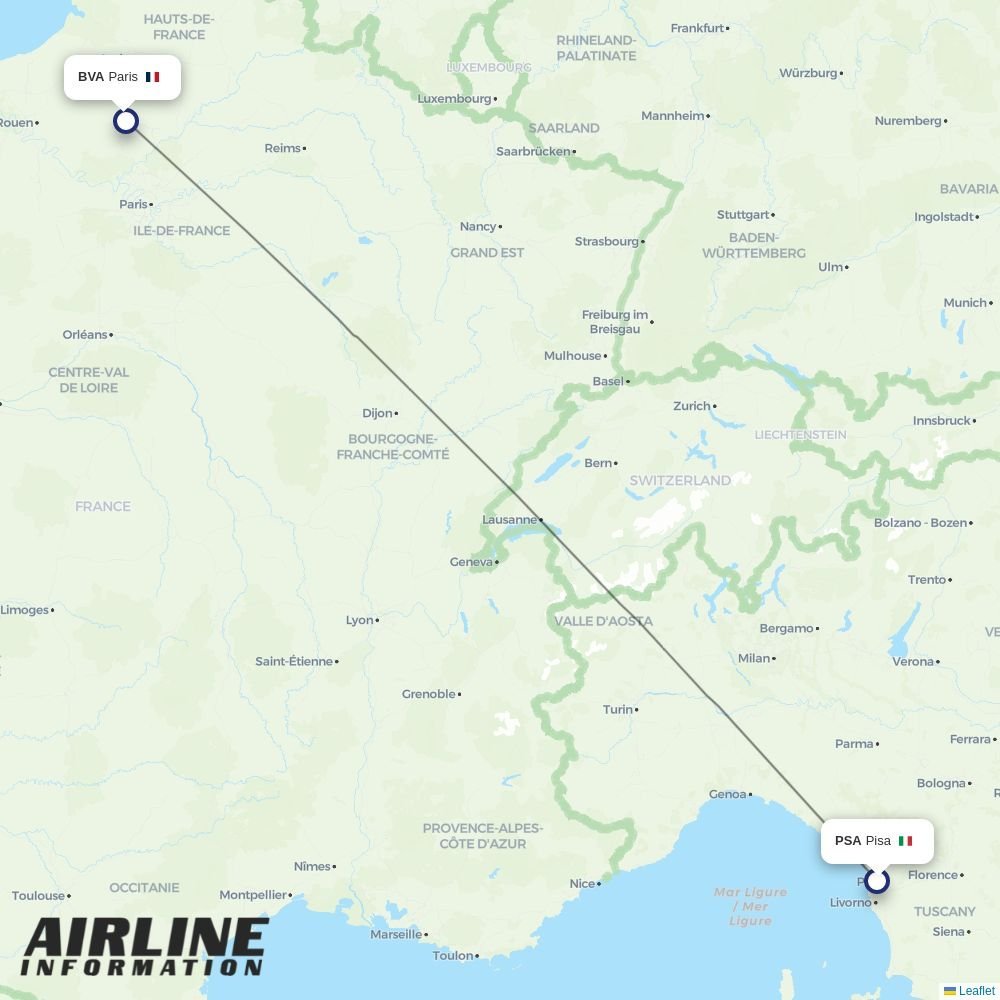 Airlines with flights from Pisa to Paris (PSA to BVA) | Airline Information