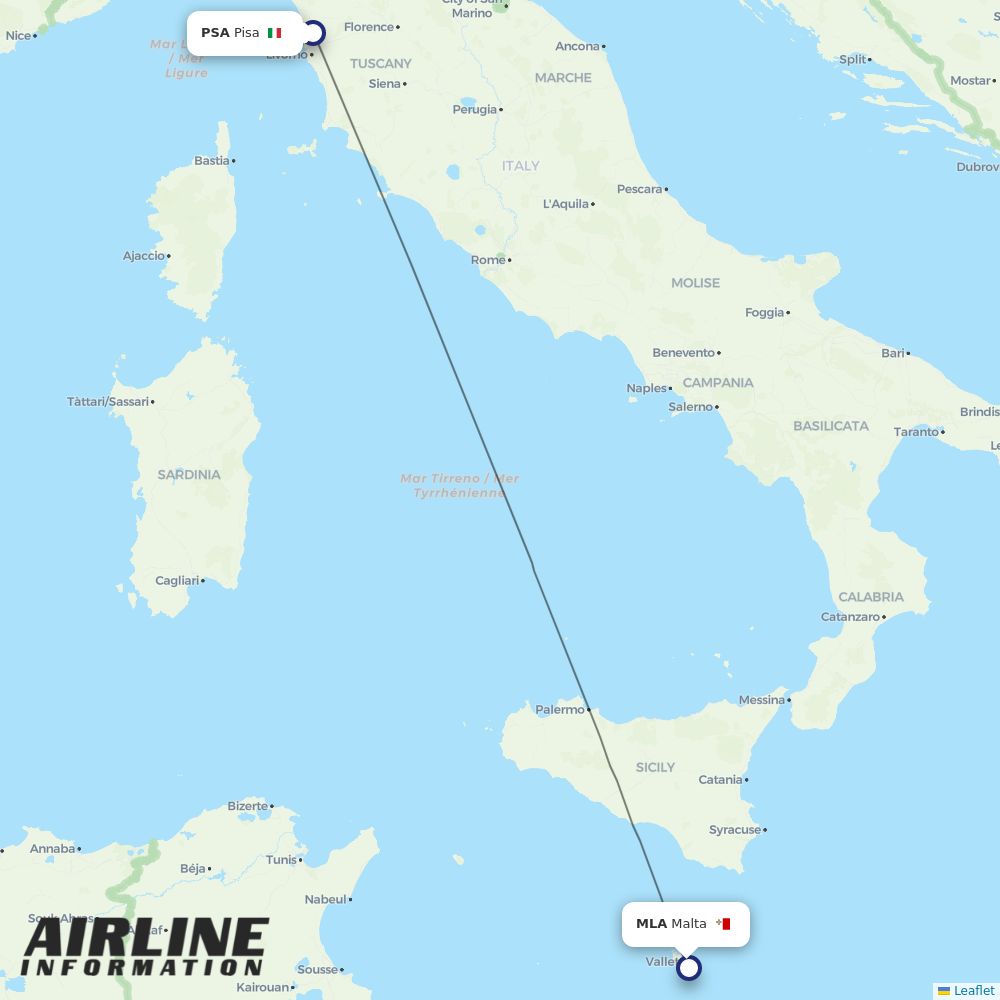 Airlines with flights from Pisa to Malta (PSA to MLA) | Airline Information