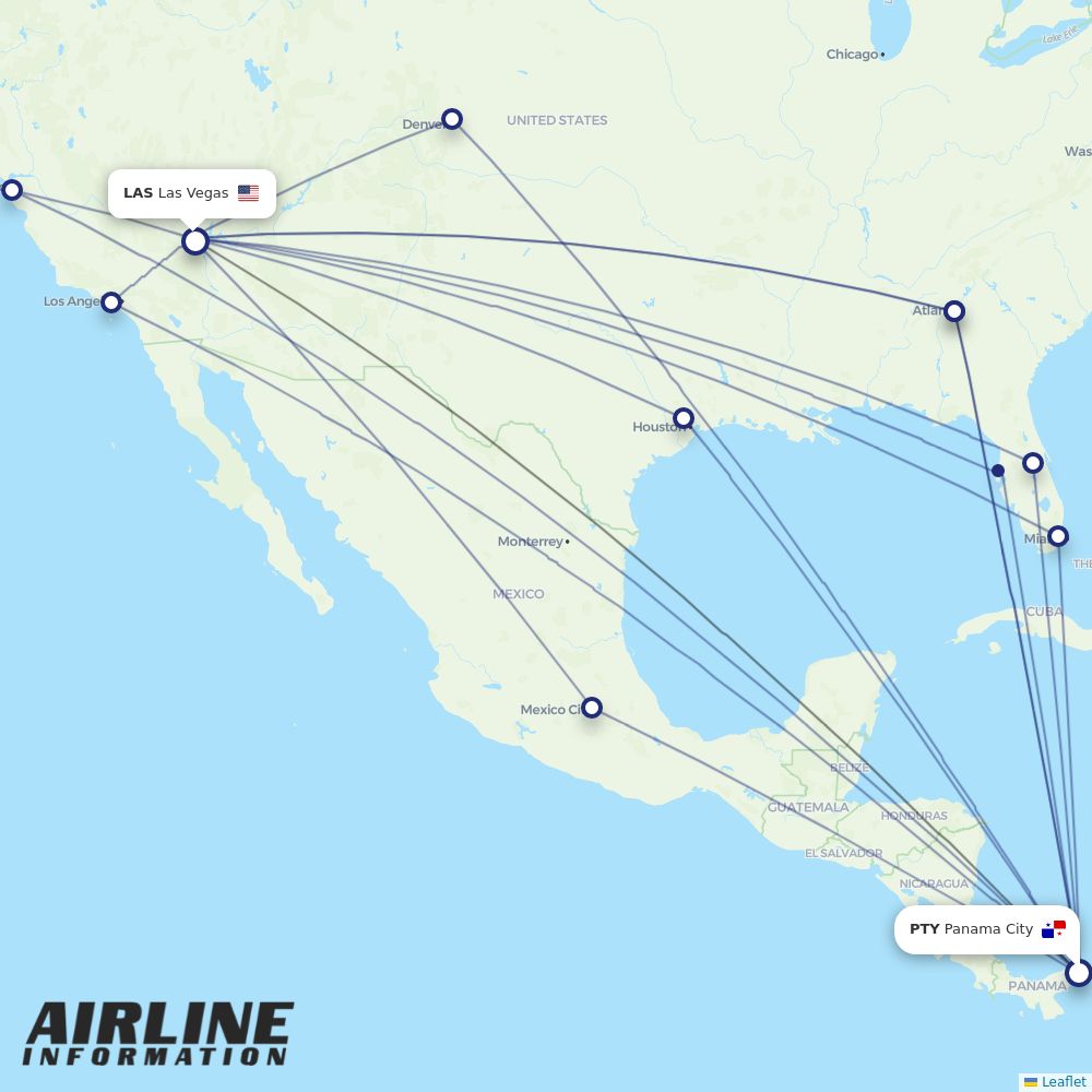 Airlines with flights from Panama City to Las Vegas (PTY to LAS ...