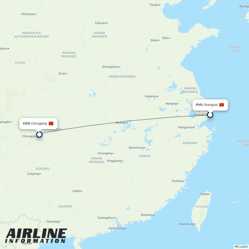 Airlines with flights from Shanghai to Chongqing (PVG to CKG) | Airline ...