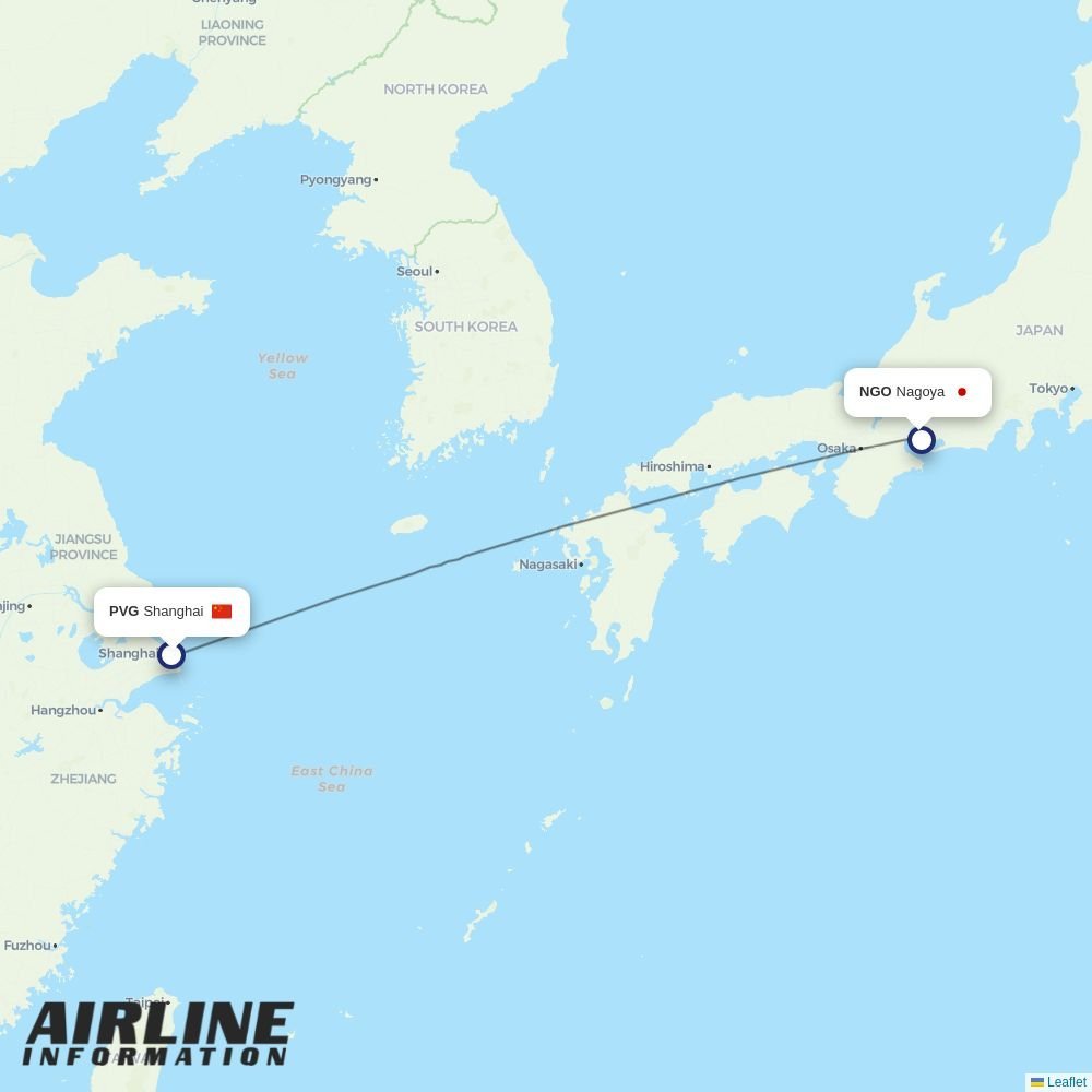 Airlines with flights from Shanghai to Nagoya (PVG to NGO) | Airline ...