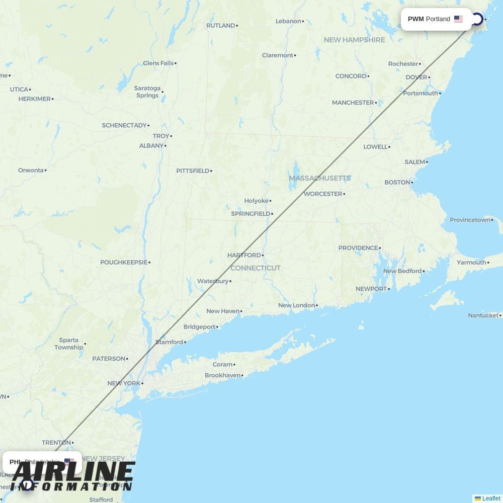 Airlines with flights from Portland to Philadelphia (PWM to PHL ...