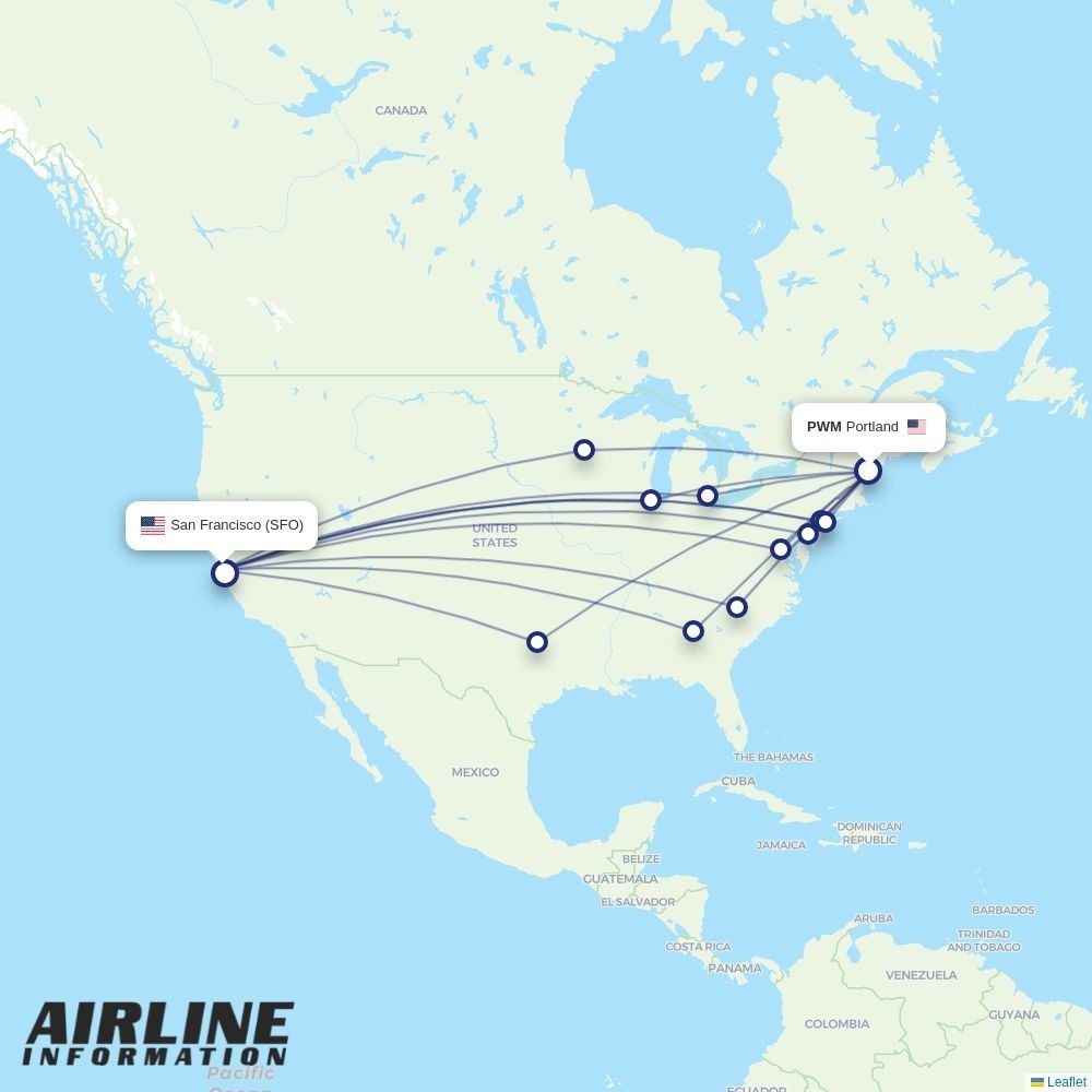 Airlines with flights from Portland to San Francisco (PWM to SFO ...