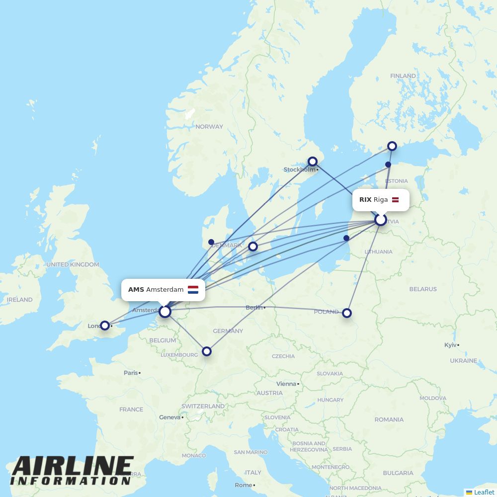 Airlines with flights from Riga to Amsterdam (RIX to AMS) | Airline Information
