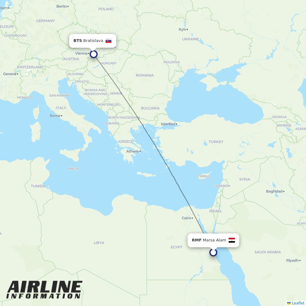 Airlines with flights from Marsa Alam to Bratislava (RMF to BTS ...