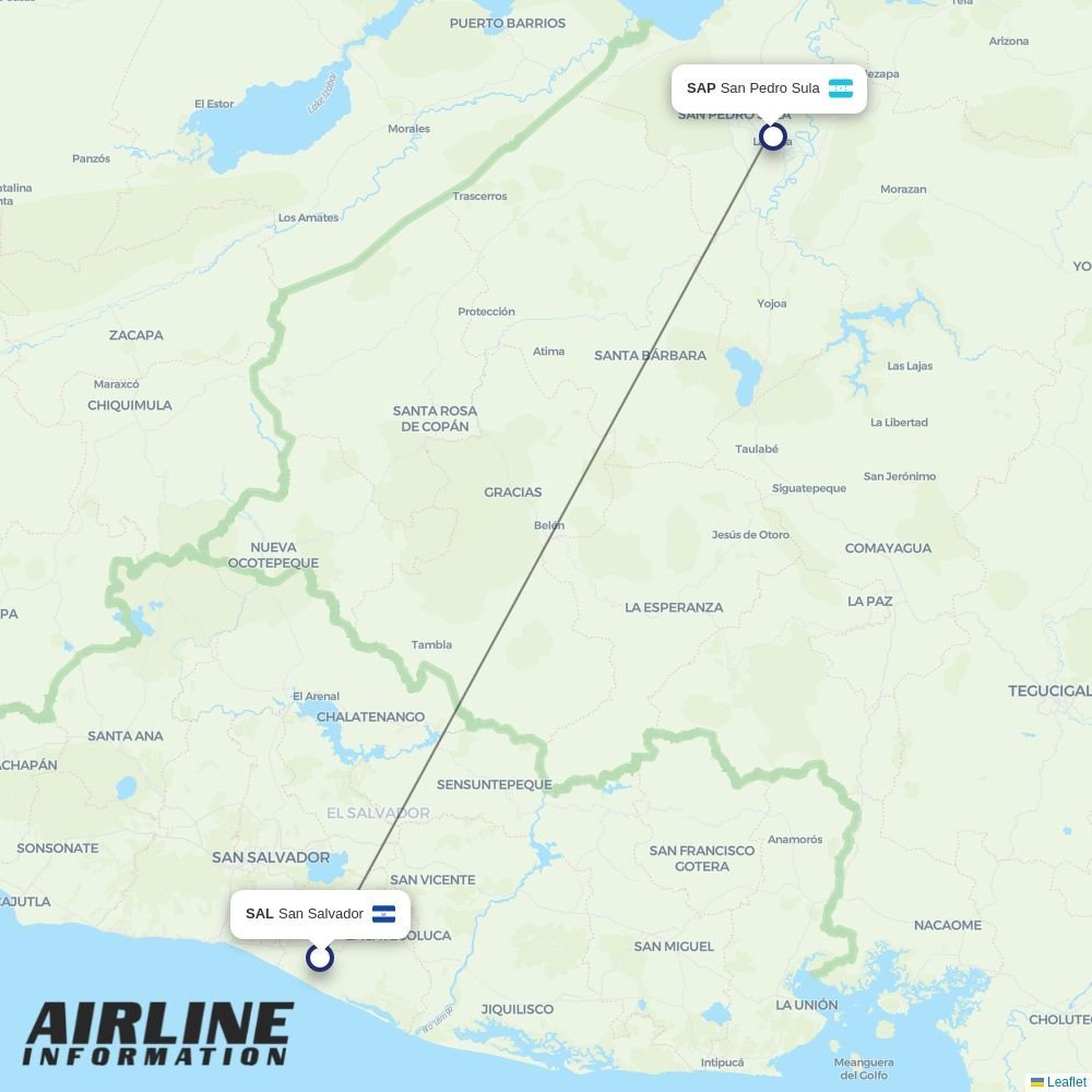 Airlines with flights from San Salvador to San Pedro Sula (SAL to SAP ...