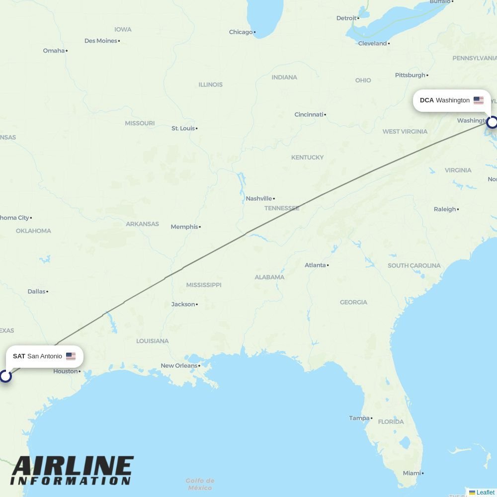 Airlines with flights from San Antonio to Washington (SAT to DCA ...