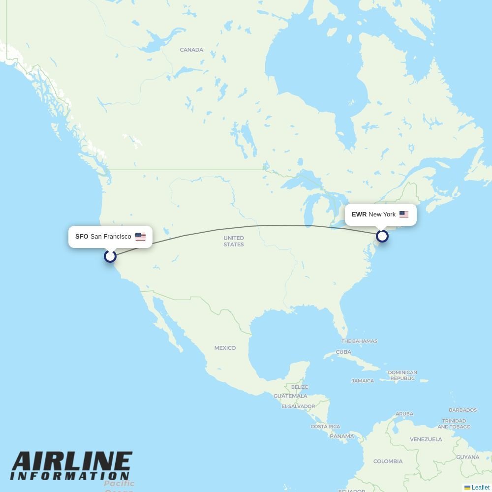 Airlines with flights from San Francisco to New York (SFO to EWR ...