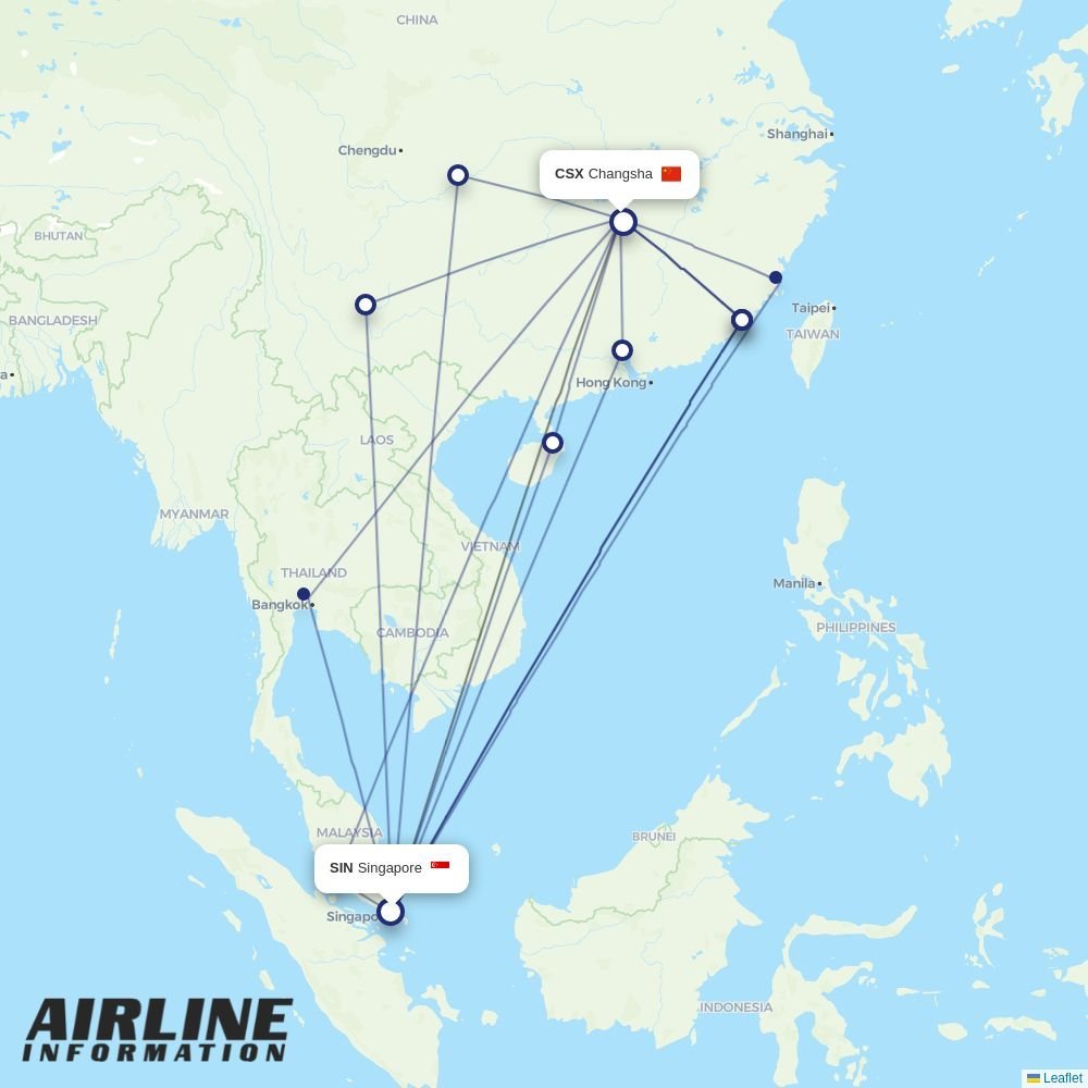 Airlines with flights from Singapore to Changsha (SIN to CSX) | Airline ...