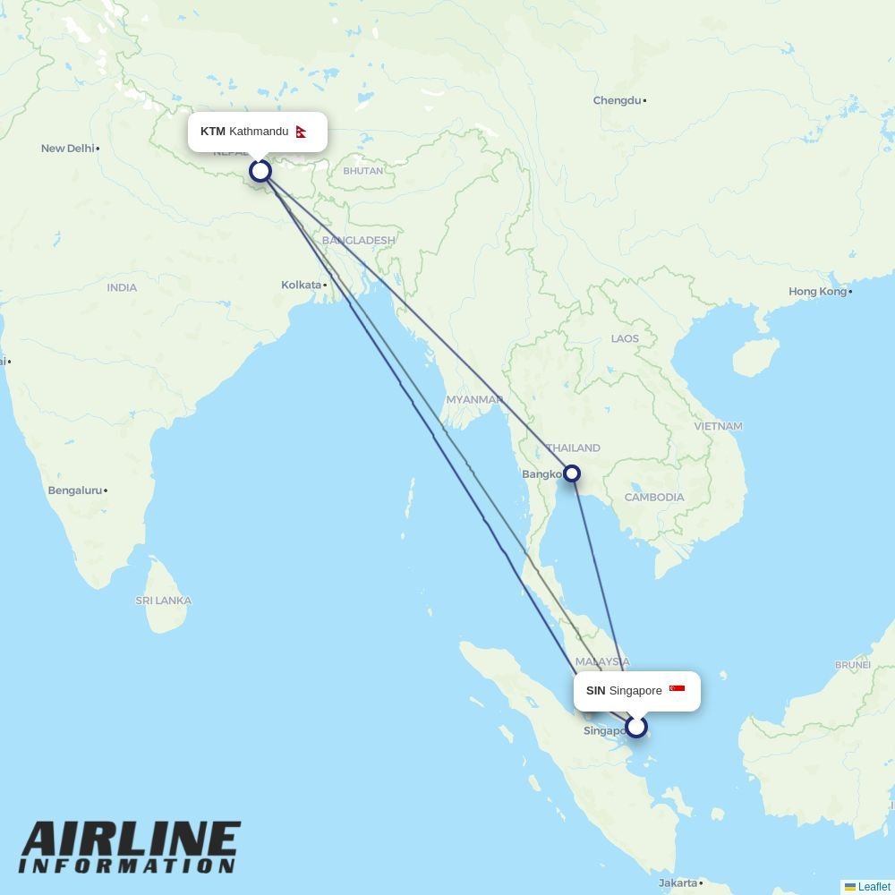 Airlines with flights from Singapore to Kathmandu (SIN to KTM ...