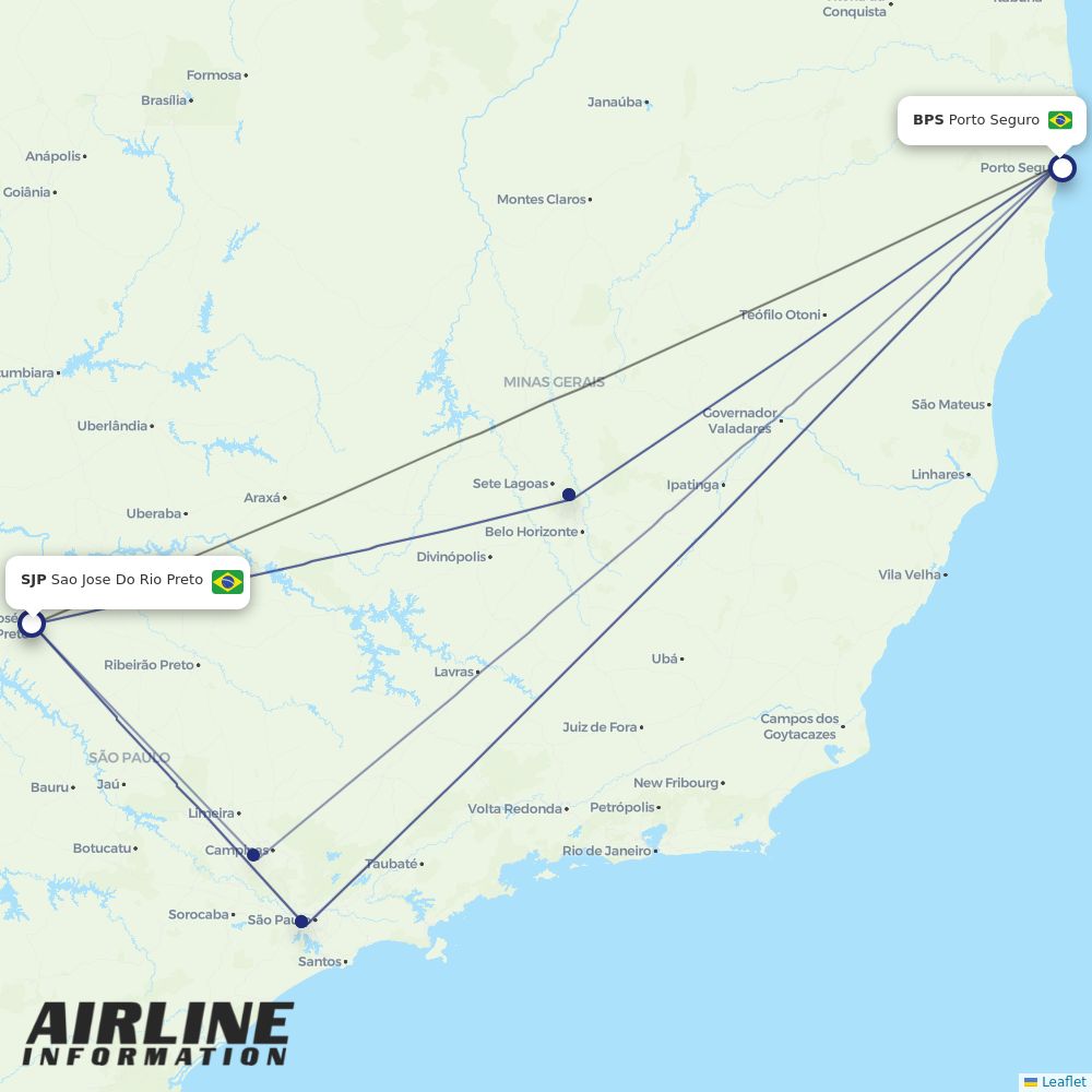 Airlines with flights from Sao Jose Do Rio Preto to Porto Seguro (SJP ...