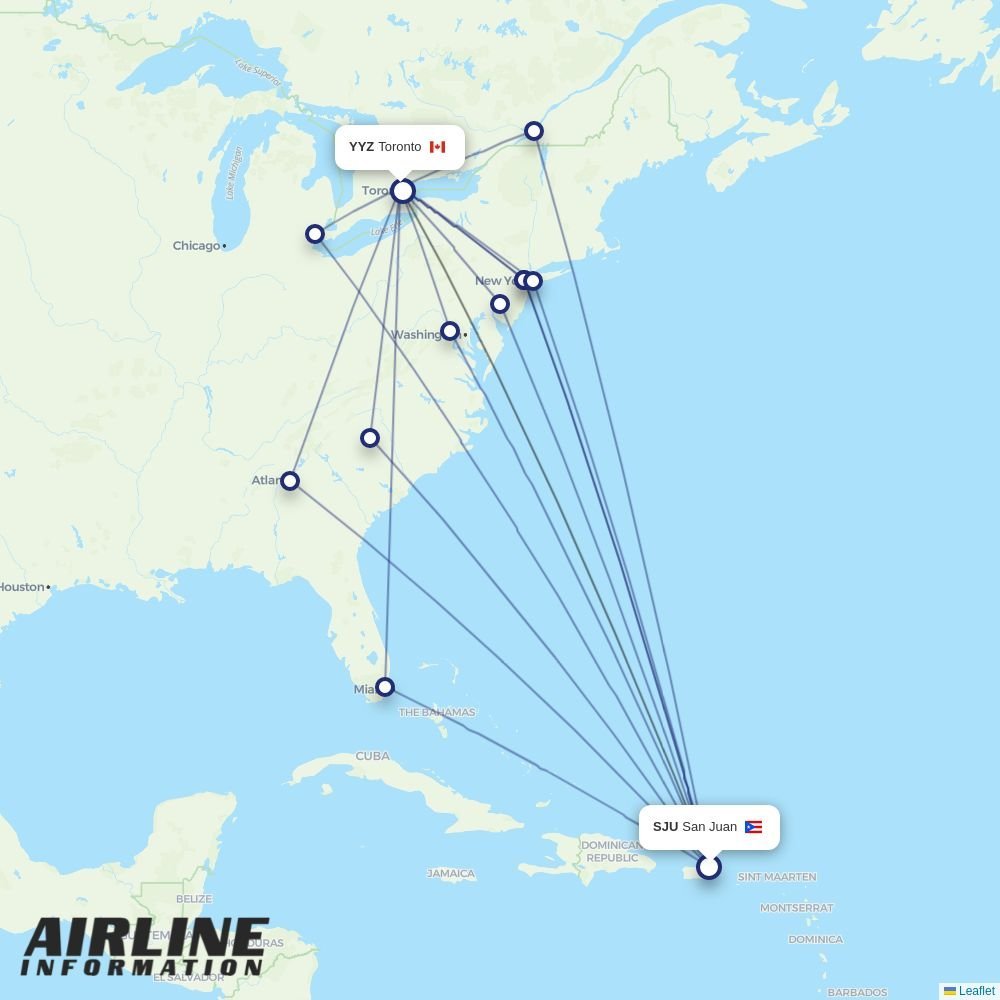 Airlines with flights from San Juan to Toronto (SJU to YYZ) | Airline ...