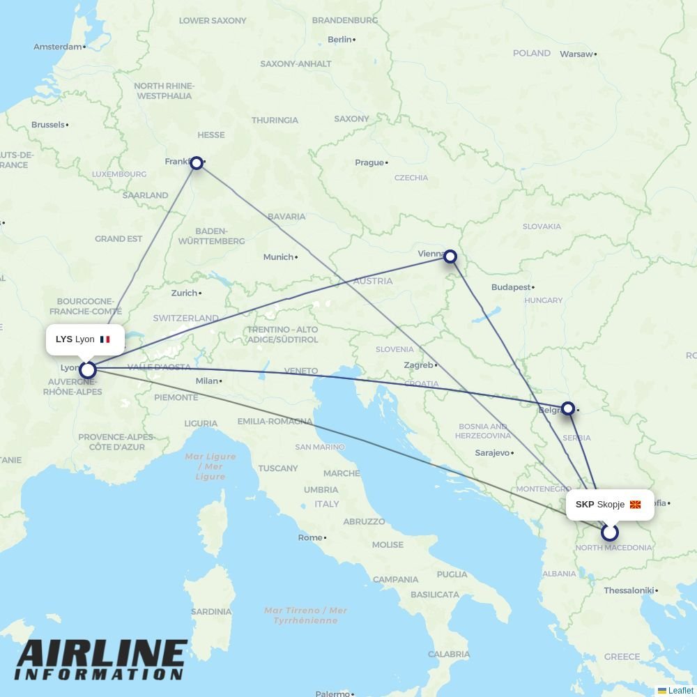 Airlines with flights from Skopje to Lyon (SKP to LYS) | Airline ...
