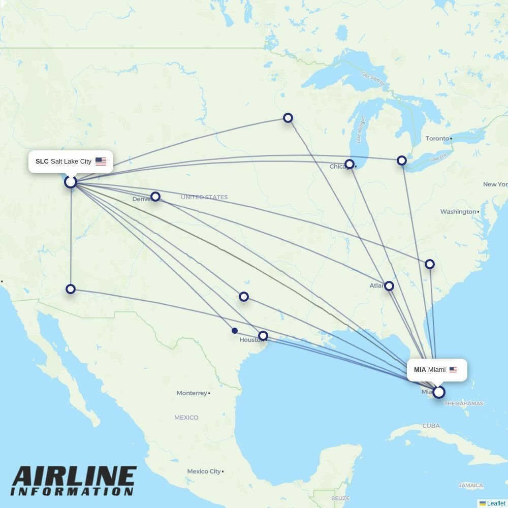 Airlines with flights from Salt Lake City to Miami (SLC to MIA ...