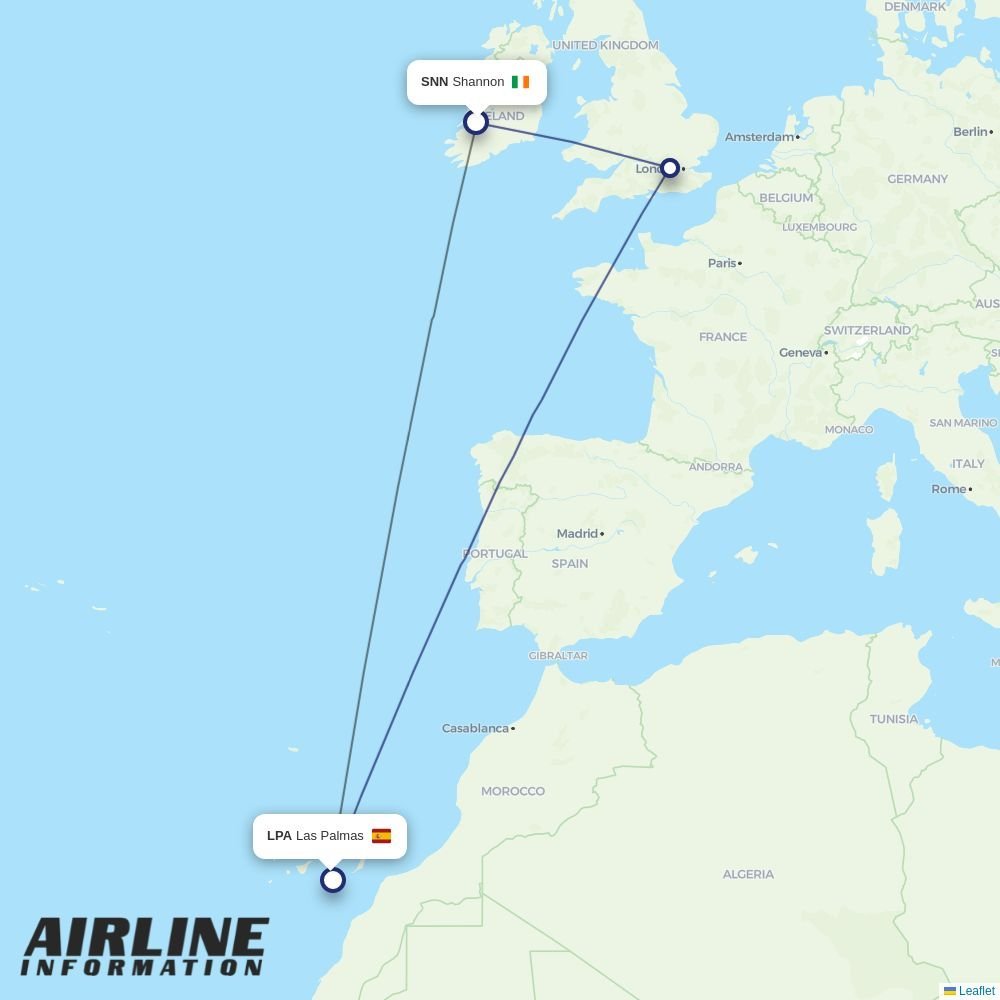 Airlines with flights from Shannon to Las Palmas (SNN to LPA) | Airline ...