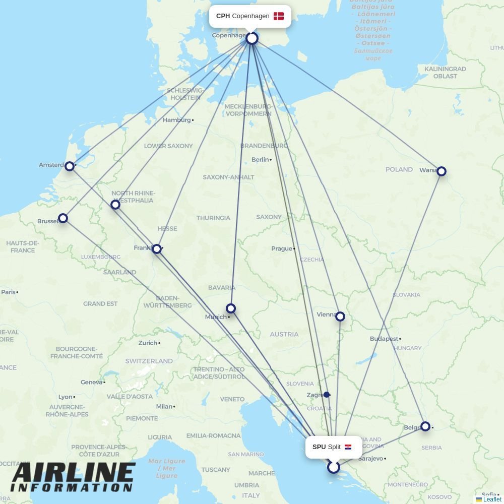 Airlines with flights from Split to Copenhagen (SPU to CPH) | Airline ...
