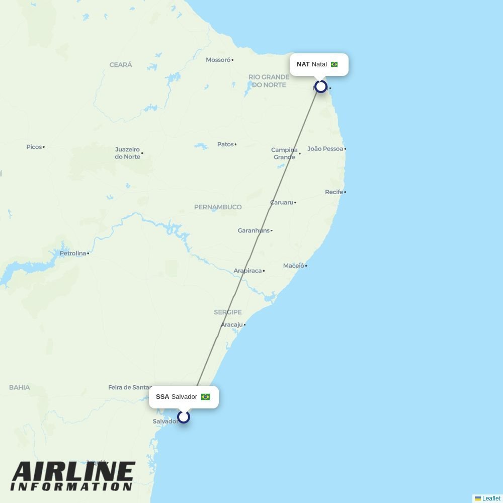 Airlines with flights from Salvador to Natal (SSA to NAT) | Airline ...