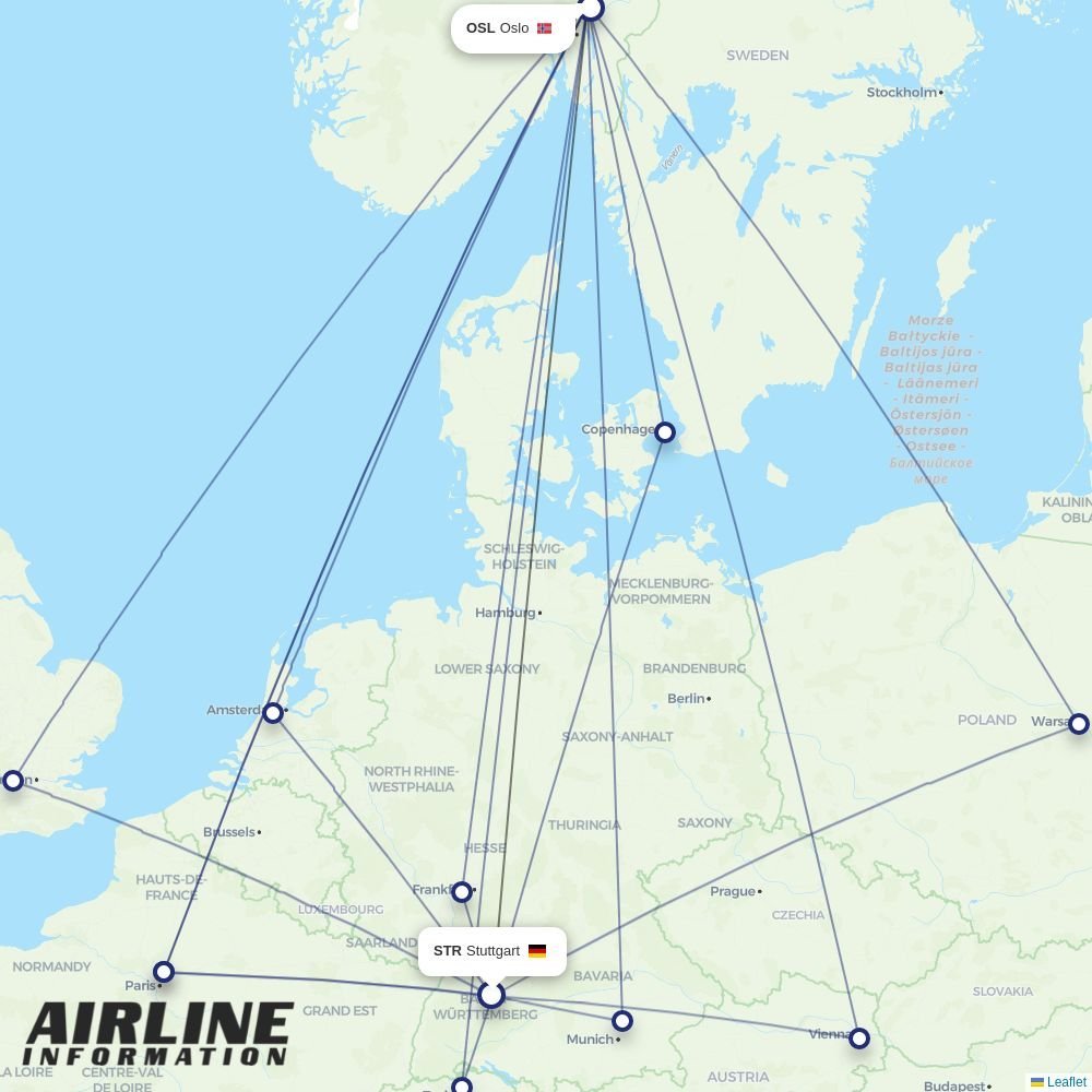 Airlines with flights from Stuttgart to Oslo (STR to OSL) | Airline ...