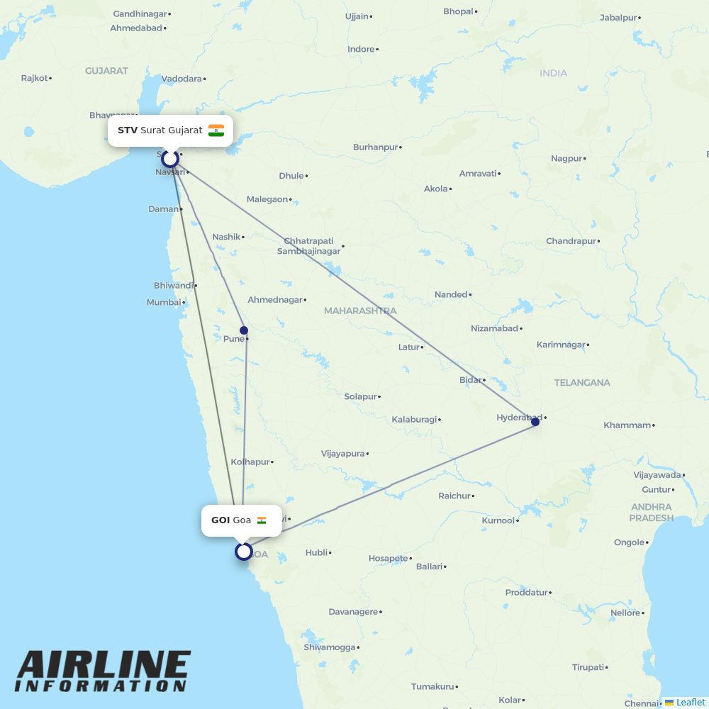 Airlines with flights from Surat Gujarat to Goa (STV to GOI) | Airline ...